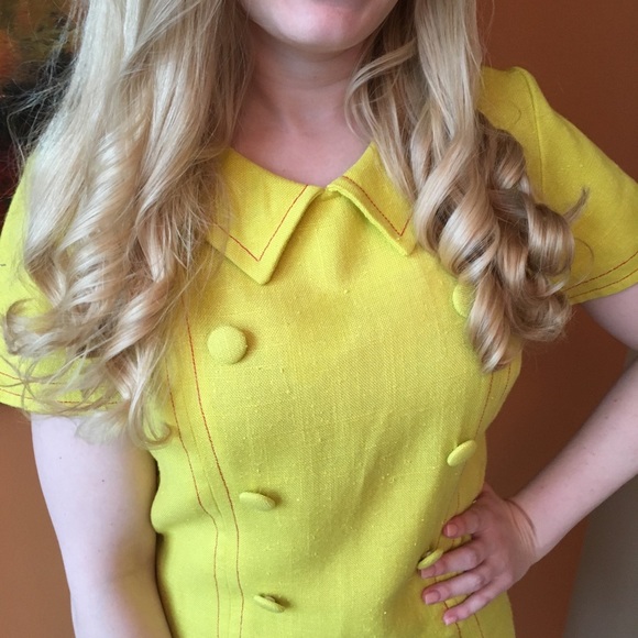 Dresses | Vintage Mod Yellow Linen Dress | Poshmark